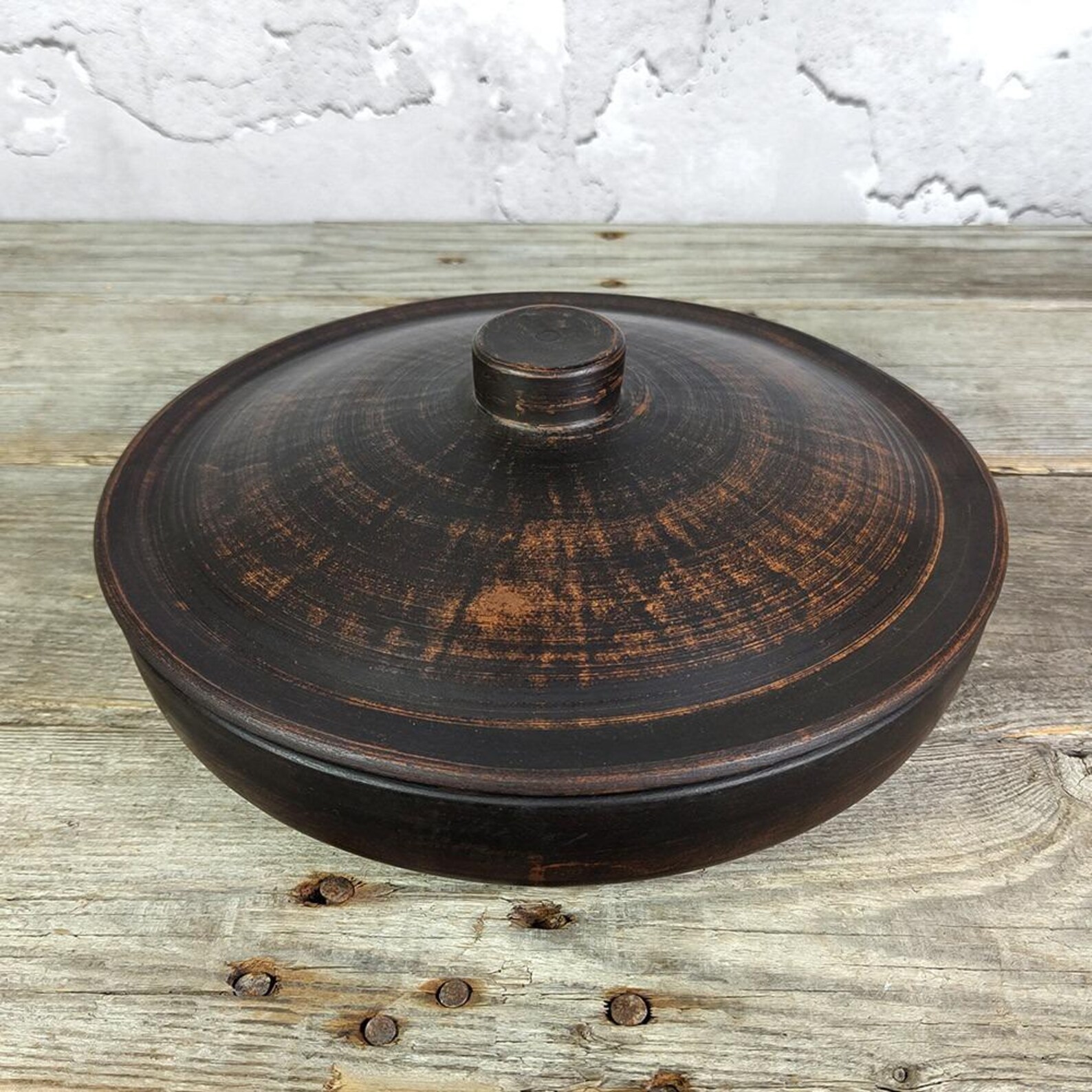 Large Clay Baking Pot With Lid: Rustic Thanksgiving Dish - Etsy