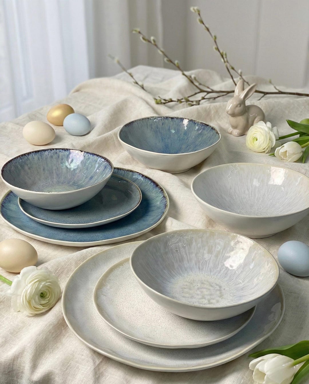 Dinnerware Set | Handmade Ceramic | 4-piece Stoneware | Rustic Pottery ...