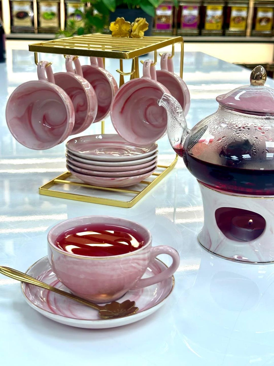 Tea Ceremony Set, Miniature Tea Set, Pink Tea Set, Japanese Tea Set ...