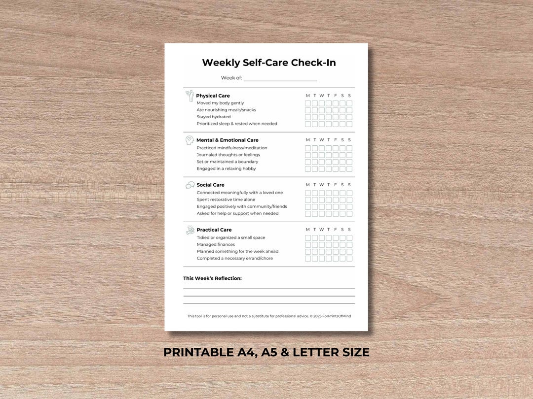 Weekly Self Care Checklist Printable | Reduce Burnout & Build Routine ...