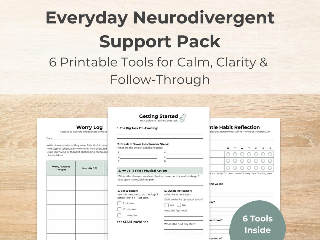 Adult ADHD Printable Bundle – Executive Function, Self-care, Anxiety ...