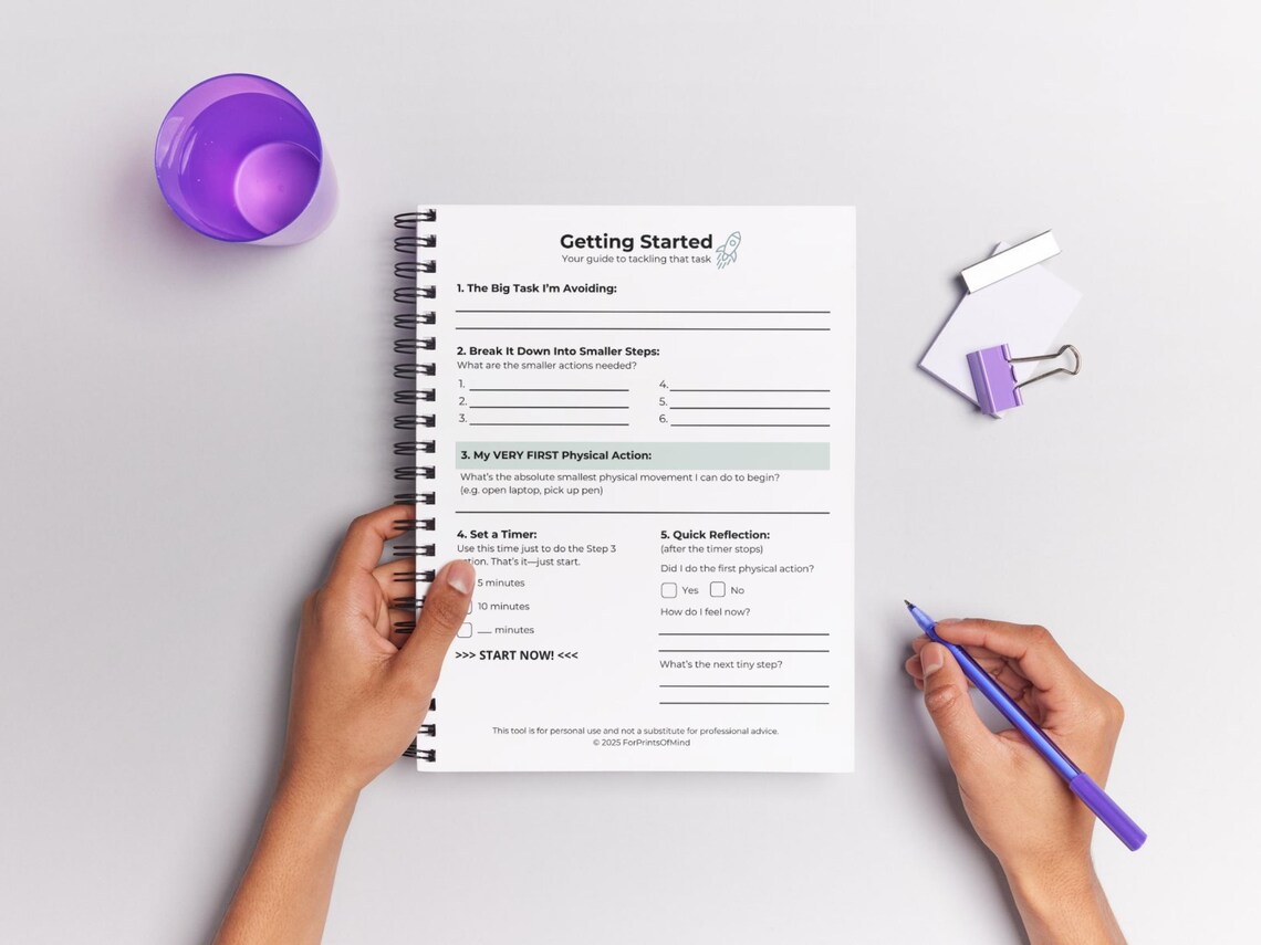 Beat Procrastination Worksheet | Task Initiation Tool for ADHD ...