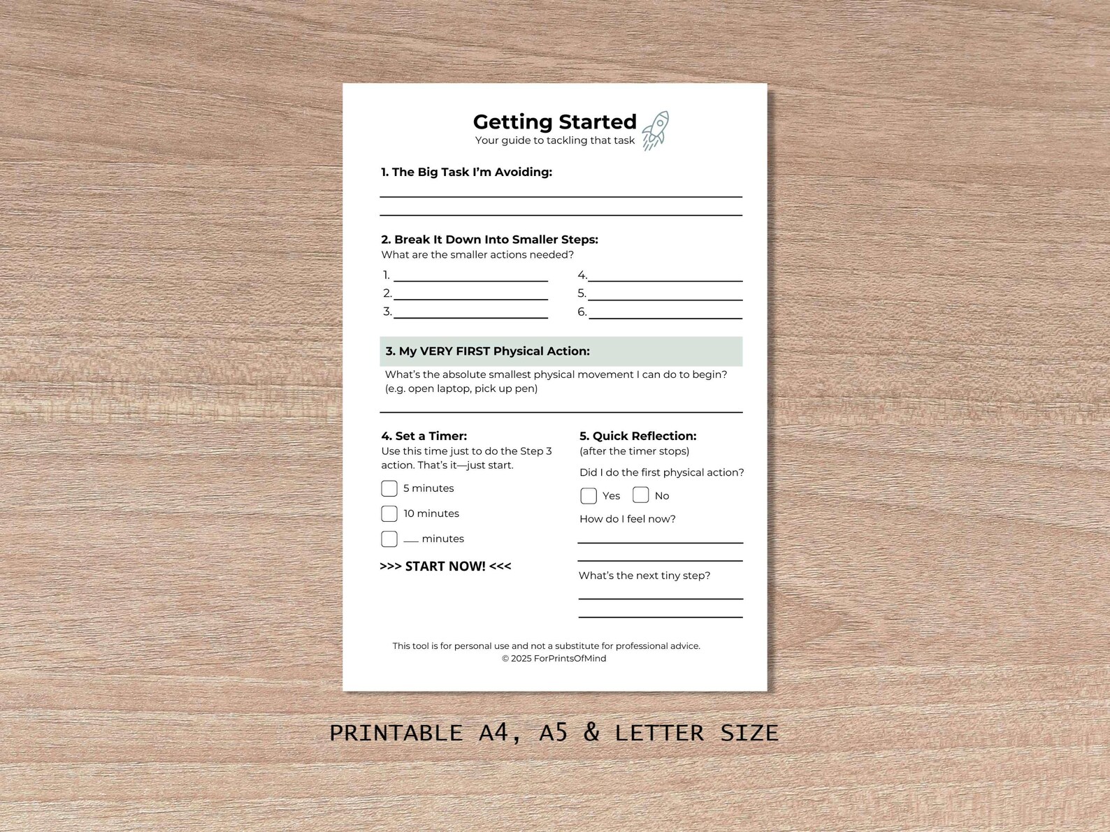 Beat Procrastination Worksheet | Task Initiation Tool for ADHD & Executive Function | Getting ...