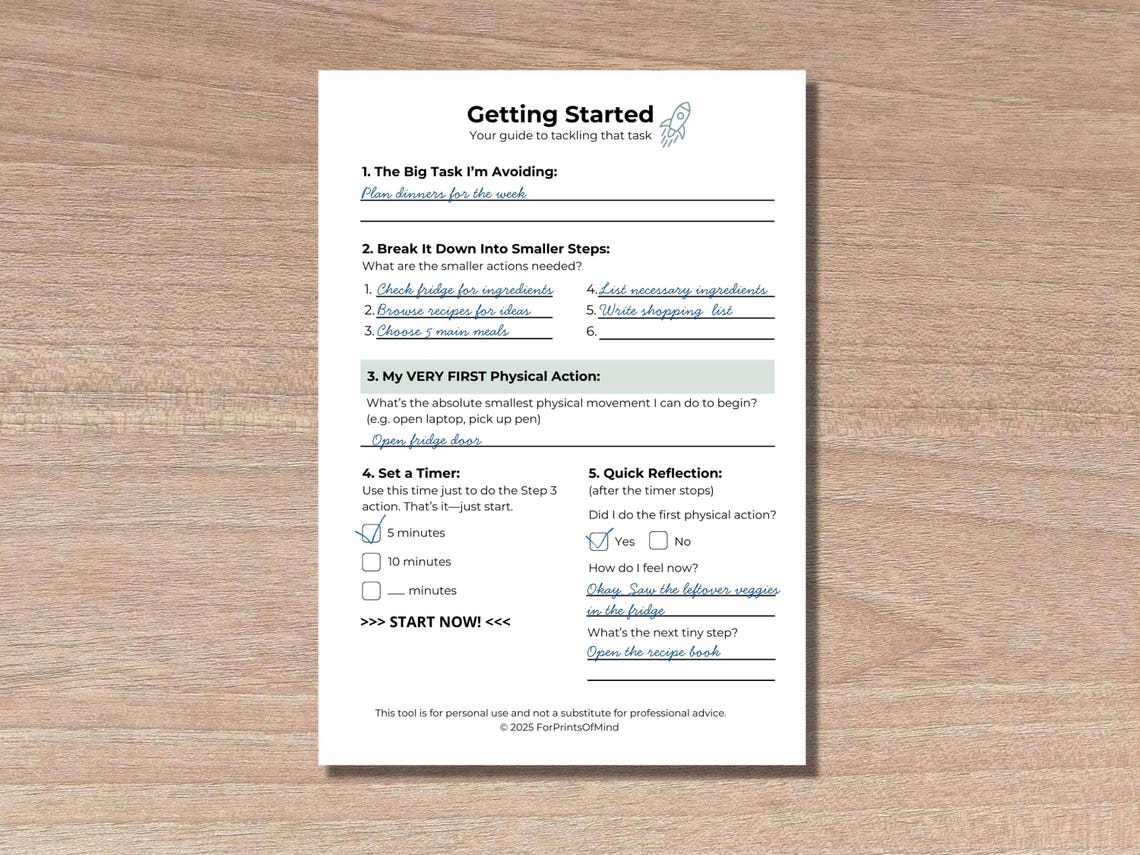 Beat Procrastination Worksheet | Task Initiation Tool for ADHD ...