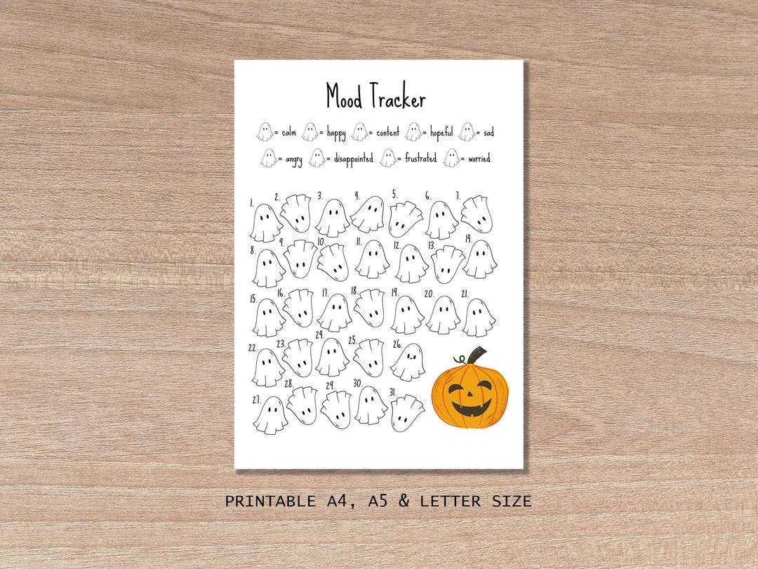 Halloween Mood Tracker Ghost Mood Tracker Daily Mood Tracker Journal ...