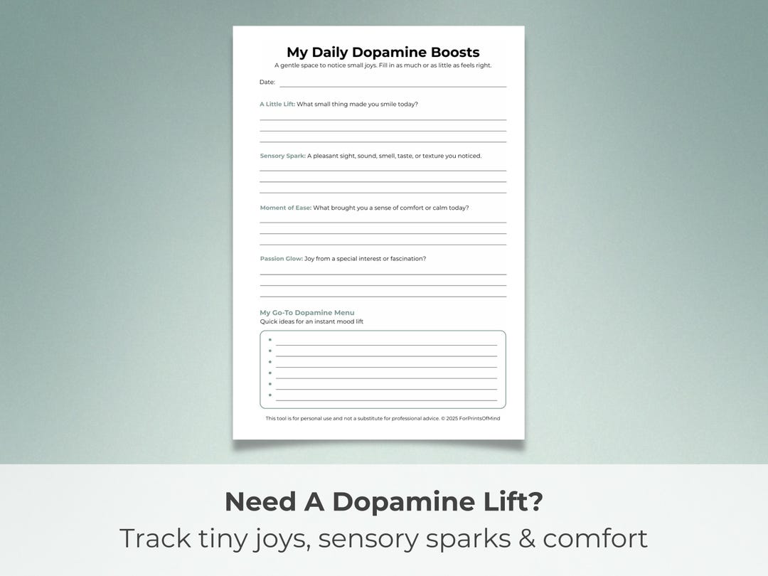 Daily Dopamine Menu and Joy Worksheet | ADHD Printable for Burnout ...