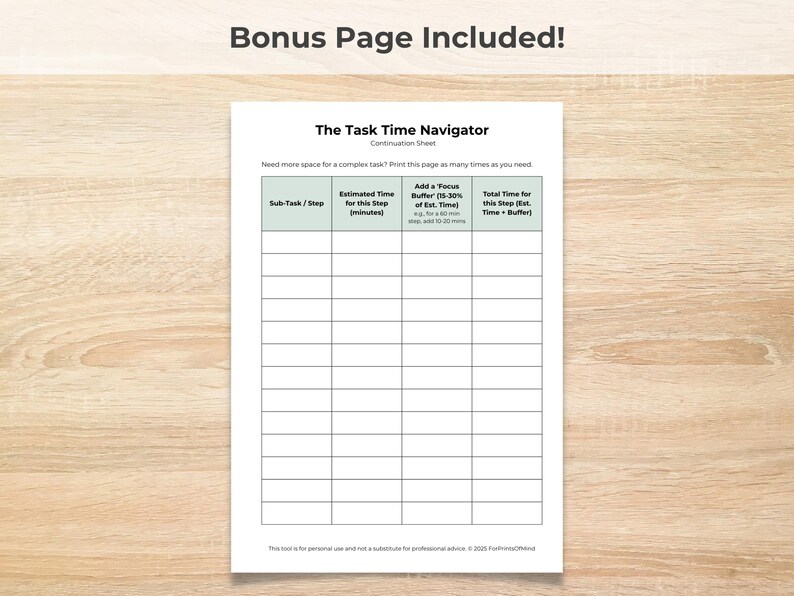 ADHD Time Management Worksheet: Task Duration Estimator for Time ...