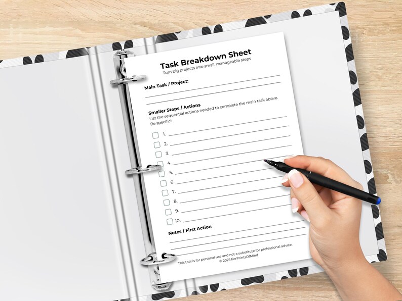 Task Breakdown Sheet for ADHD | Printable Project Planner & Executive ...