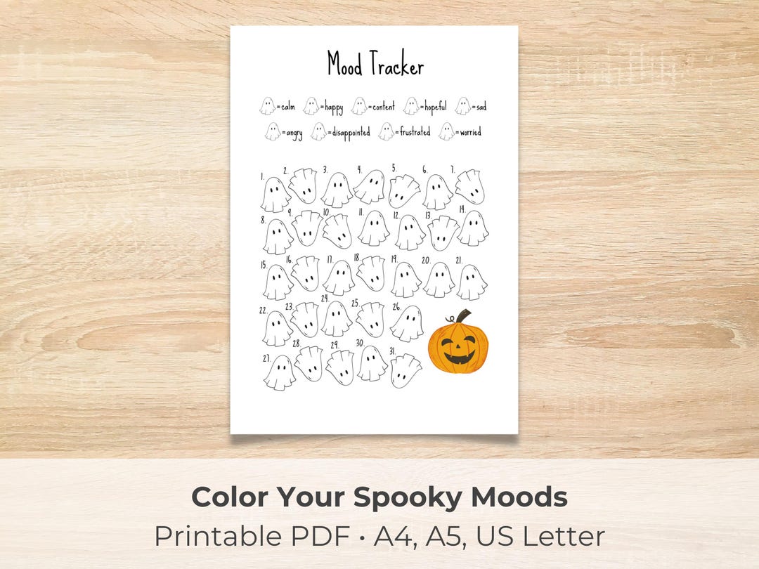 Halloween Ghost Mood Tracker | Printable Journal Template | Digital ...