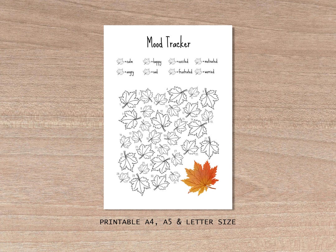 Fall Mood Tracker Bullet Journal Printable A4, A5, and US Letter Sizes ...