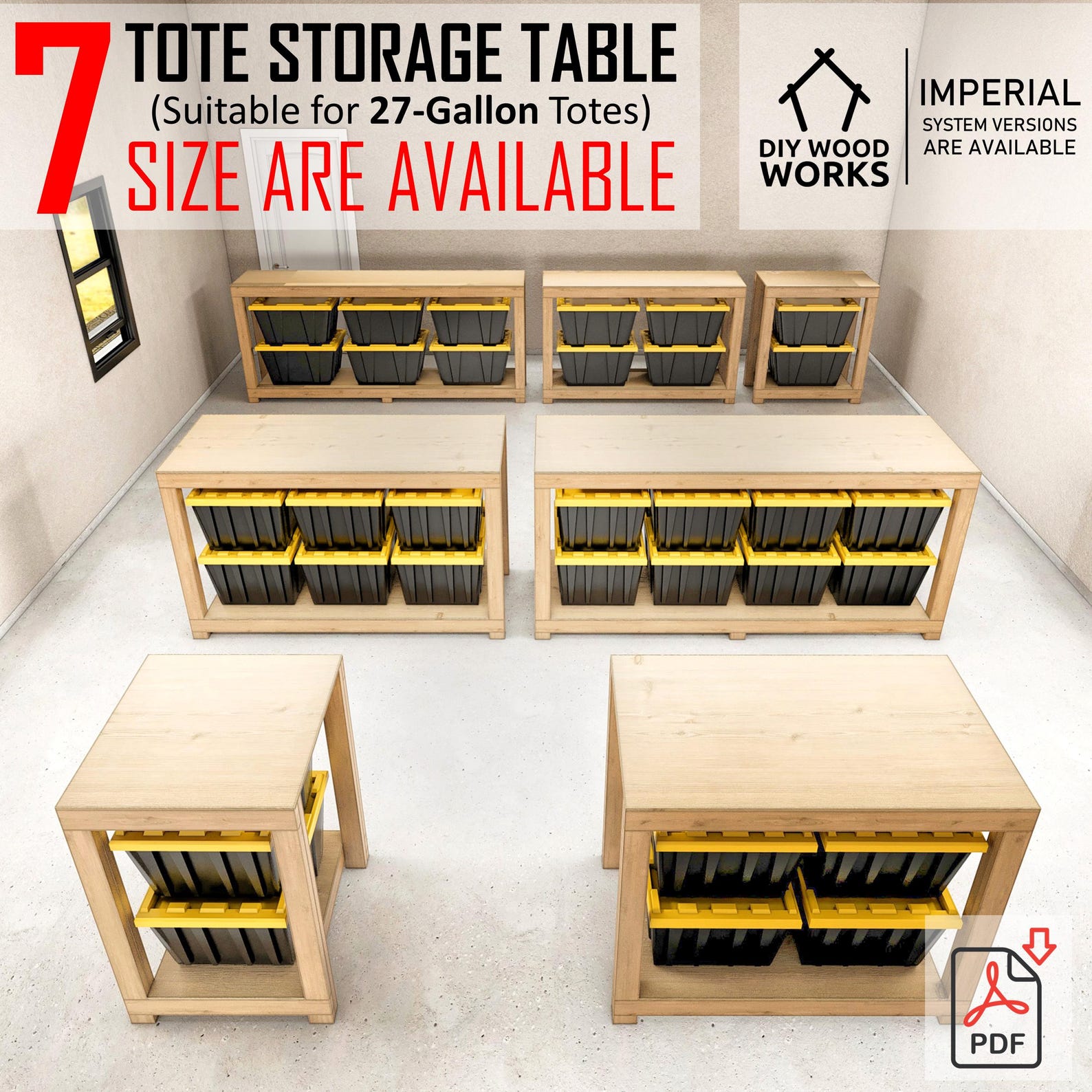 DIY Workbench Plans: Wood Worktable With 27-gallon Tote Storage (PDF ...