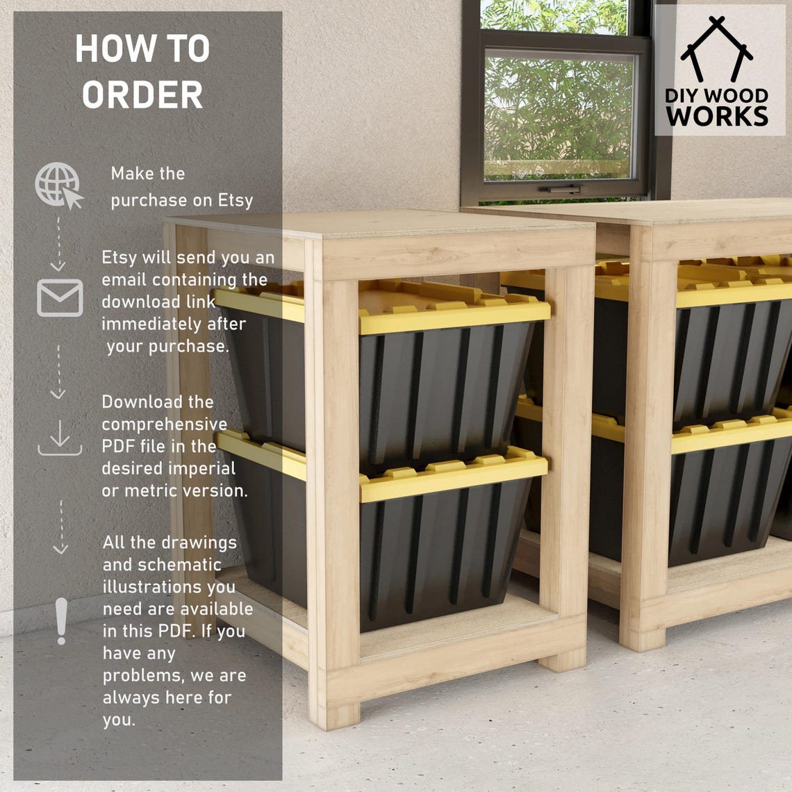 DIY Workbench Plans: Wood Worktable With 27-gallon Tote Storage (PDF ...