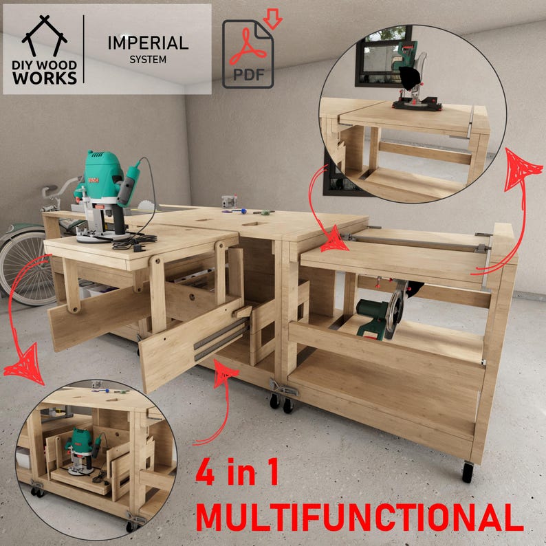 Ultimate Flip Top Workbench for Your Workshop – Mobile Miter Saw Workbench With Table Saw Plans ...