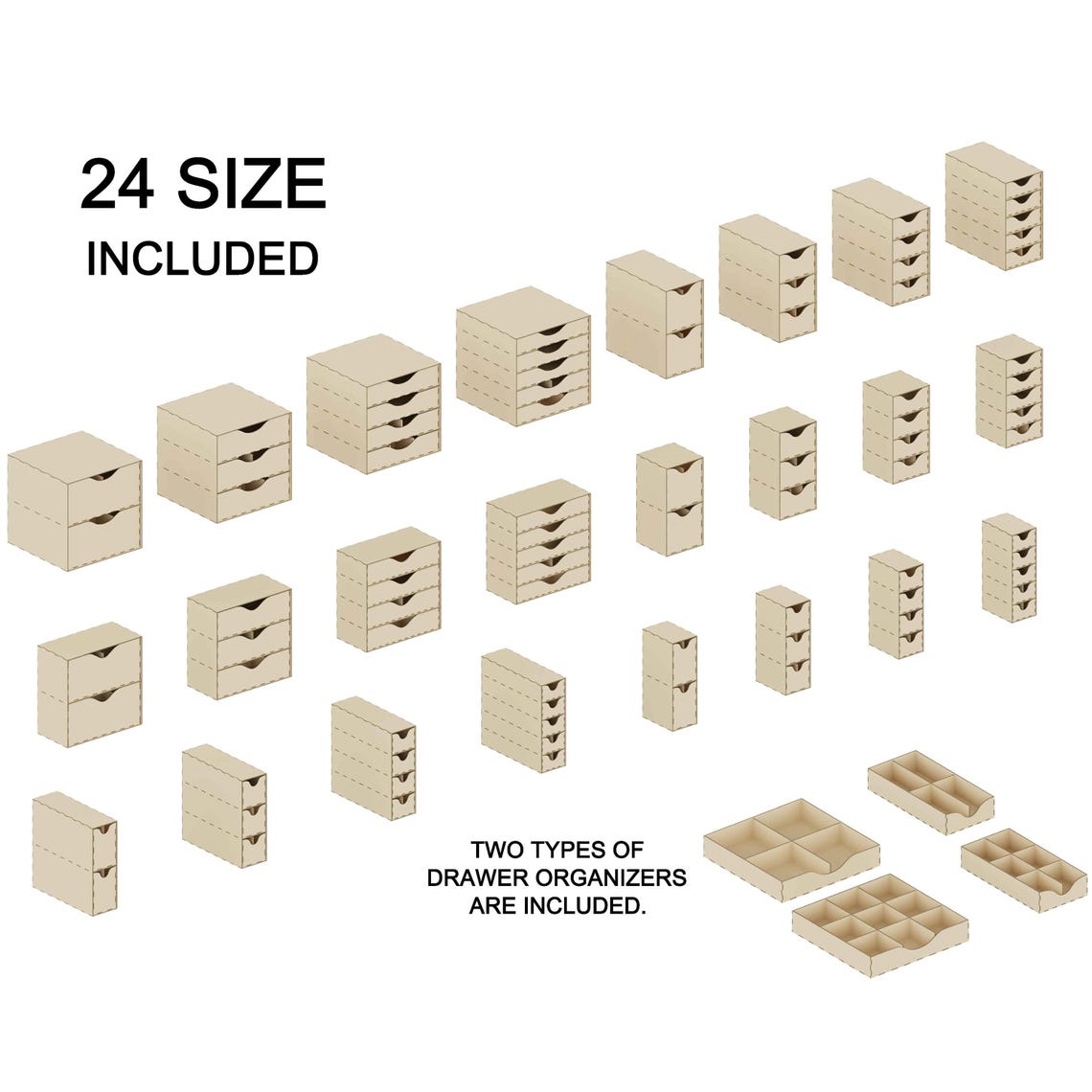 Laser Cut Modular Drawer Organizer: IKEA KALLAX Compatible (set of 24 ...