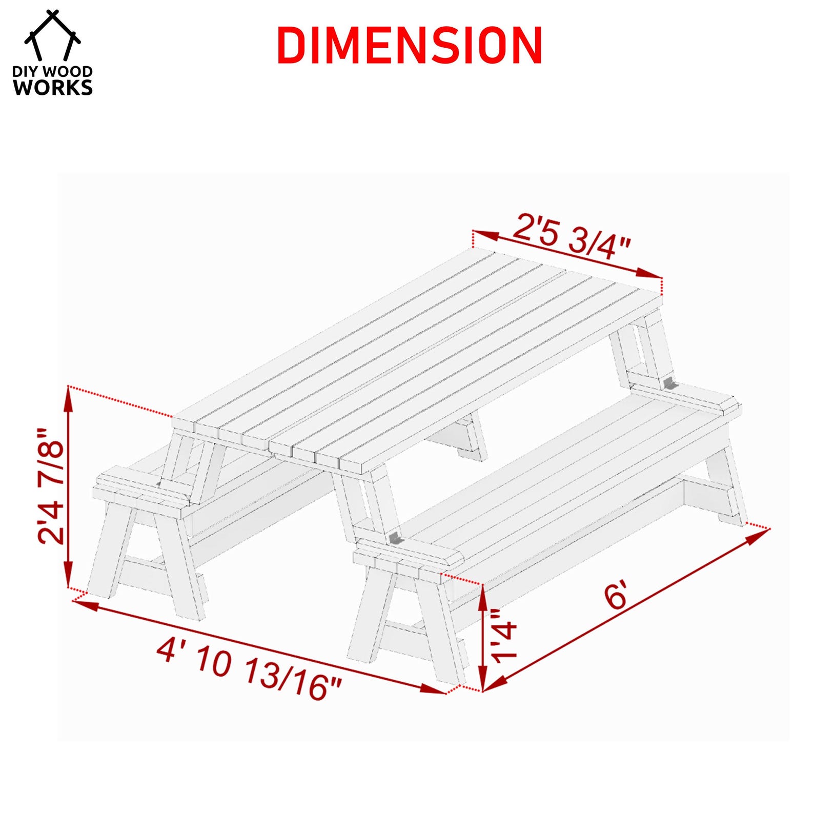 DIY Folding Picnic Table & Bench Plan: Outdoor Garden Table (digital ...