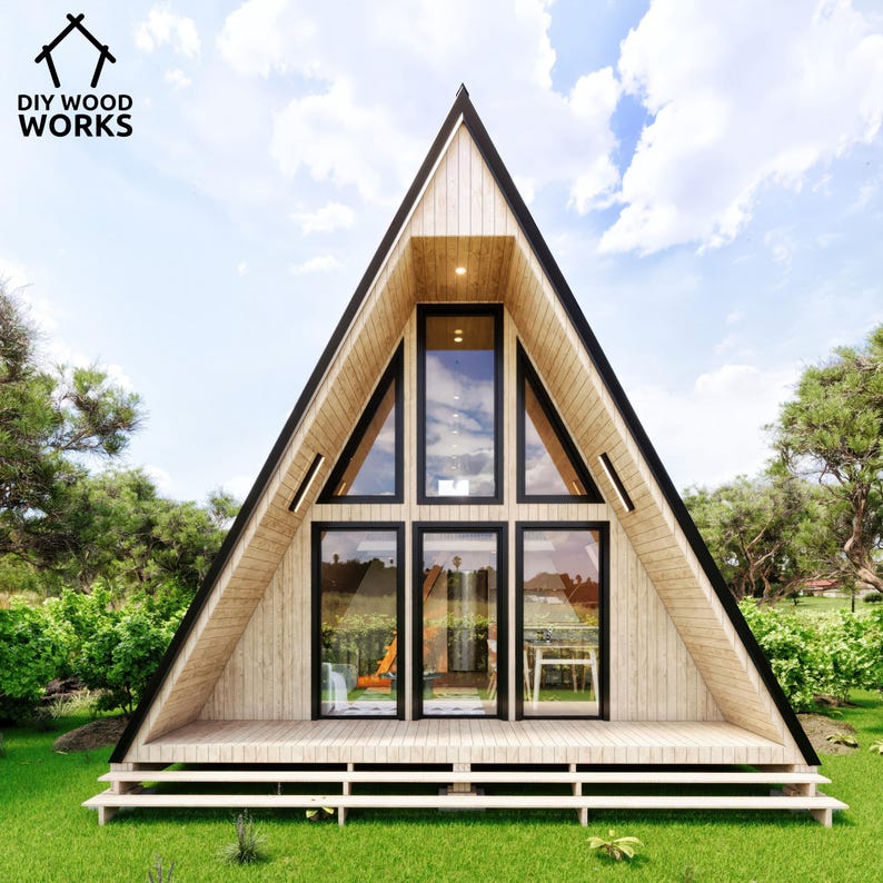 2 Bedroom A-frame Cabin Plans: Modern Tinyhouse Blueprint (digital ...