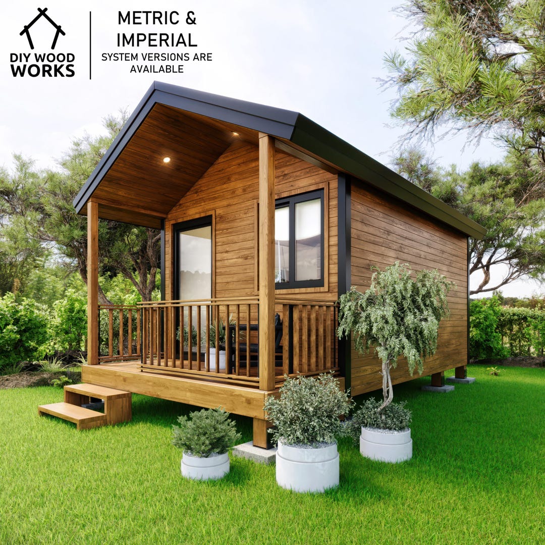 Tiny House DIY Plan: 10’x18’ Cabin With Covered Porch (PDF) - Etsy