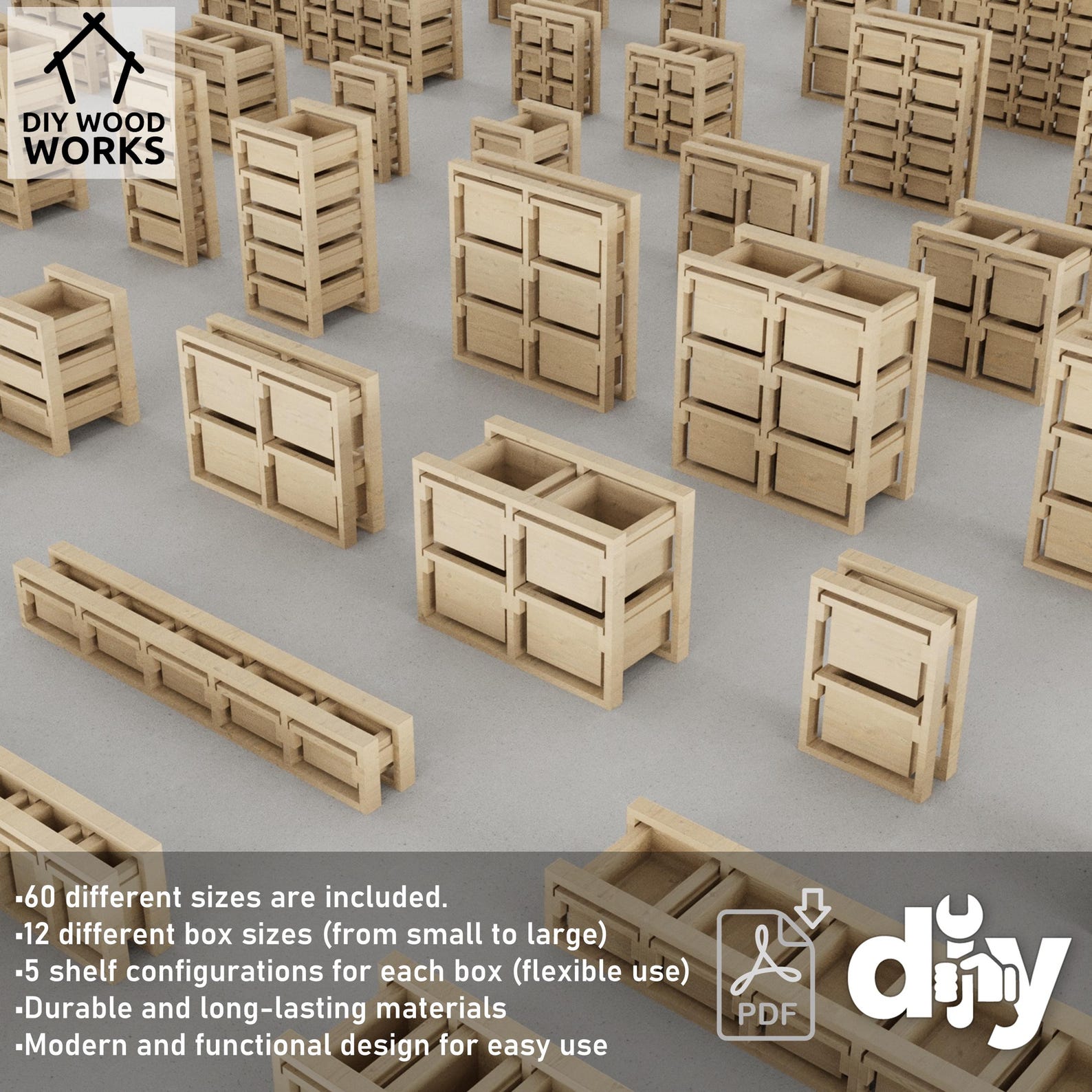 60 SIZES Modular Storage Units | Ideal for Garagestorage, Diywood, and ...