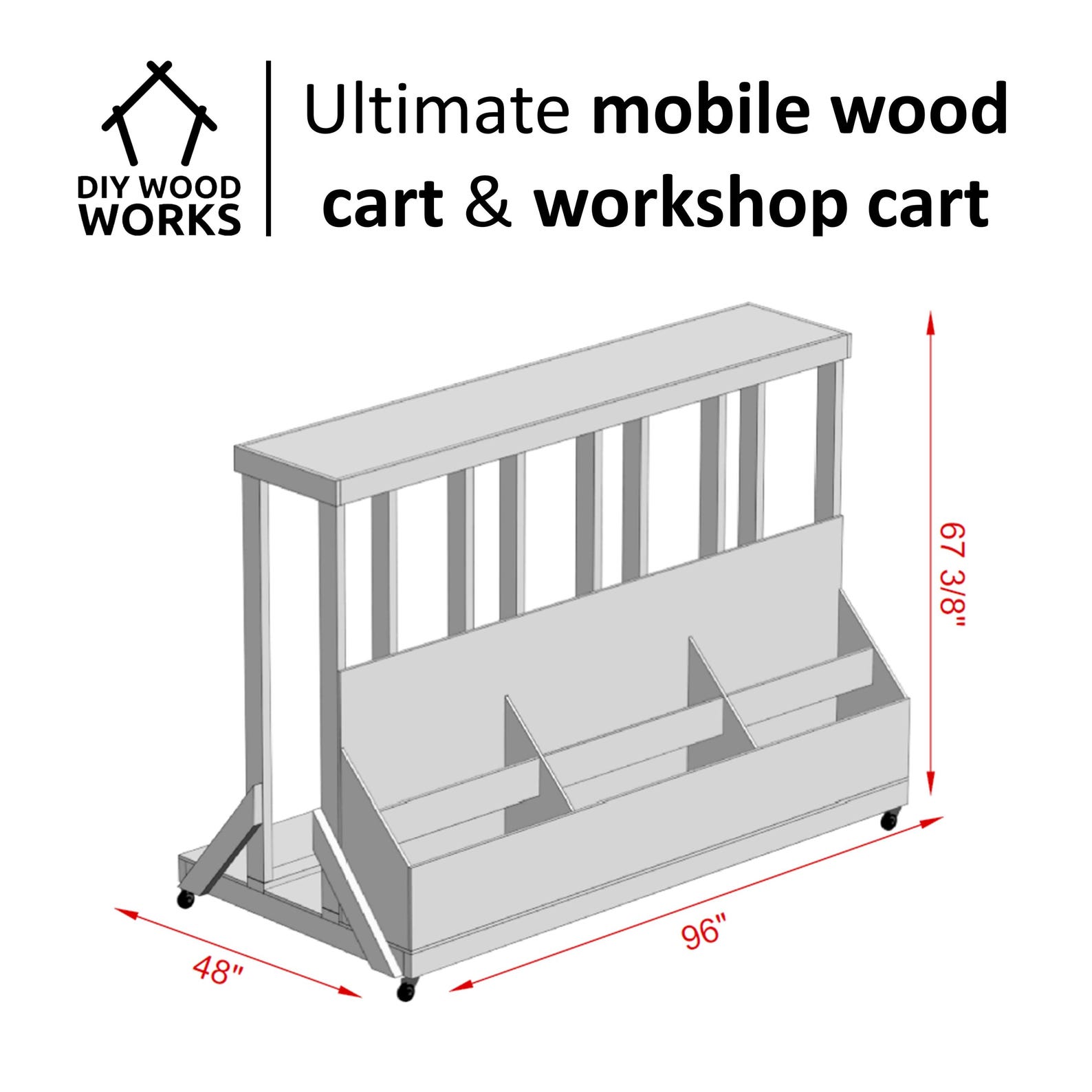 Mobile Wood Cart DIY Plans: Garage Storage Solution (imperial) - Etsy