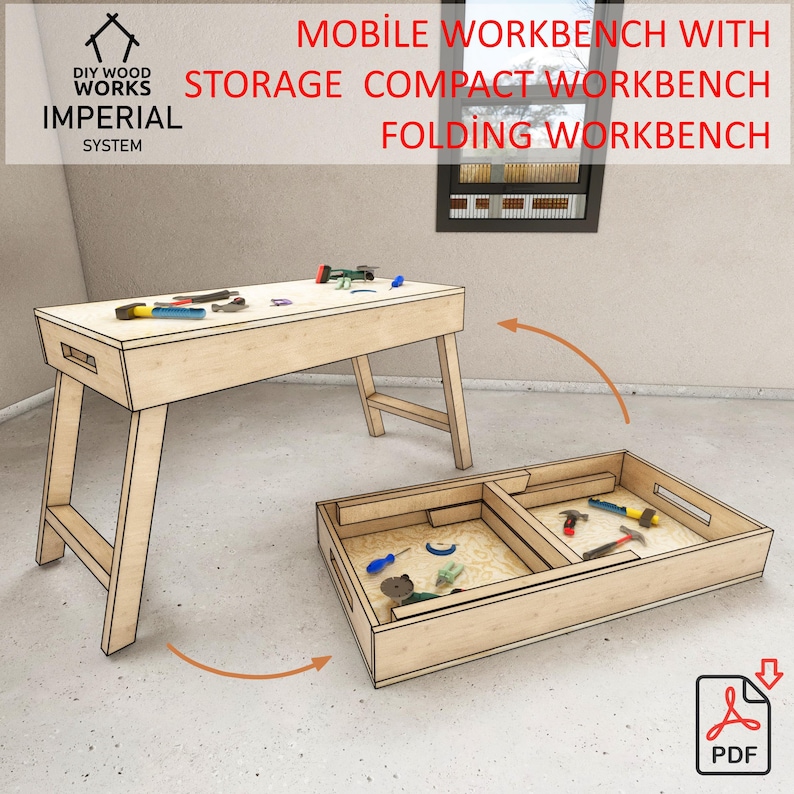 Mobile Workbench With Storage: Compact Folding Workbench Plans (digital ...