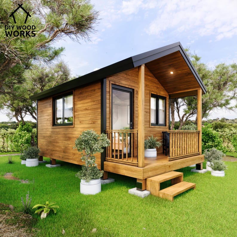Tiny House DIY Plan: 10’x18’ Cabin With Covered Porch (PDF) - Etsy