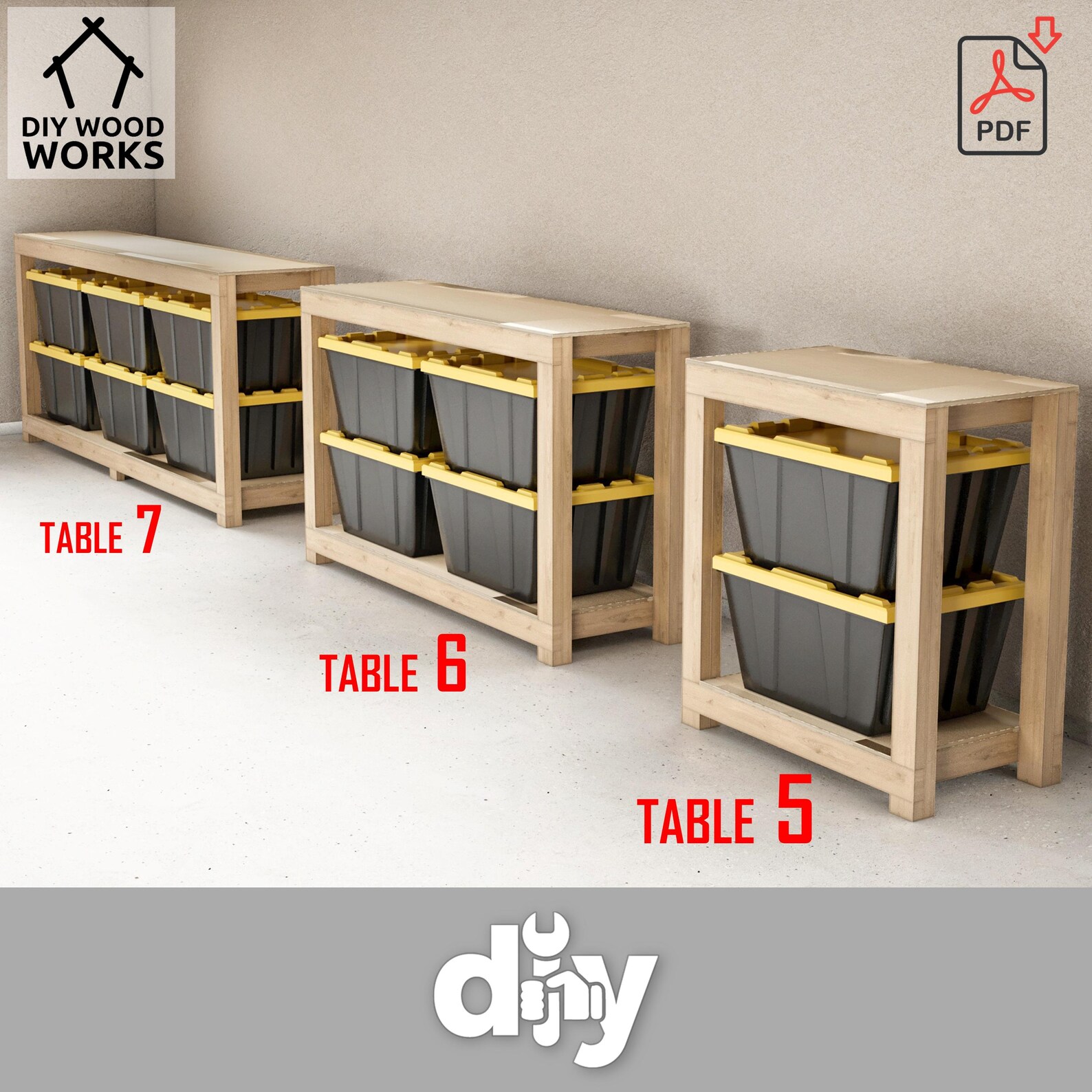 DIY Workbench Plans: Wood Worktable With 27-gallon Tote Storage (PDF ...