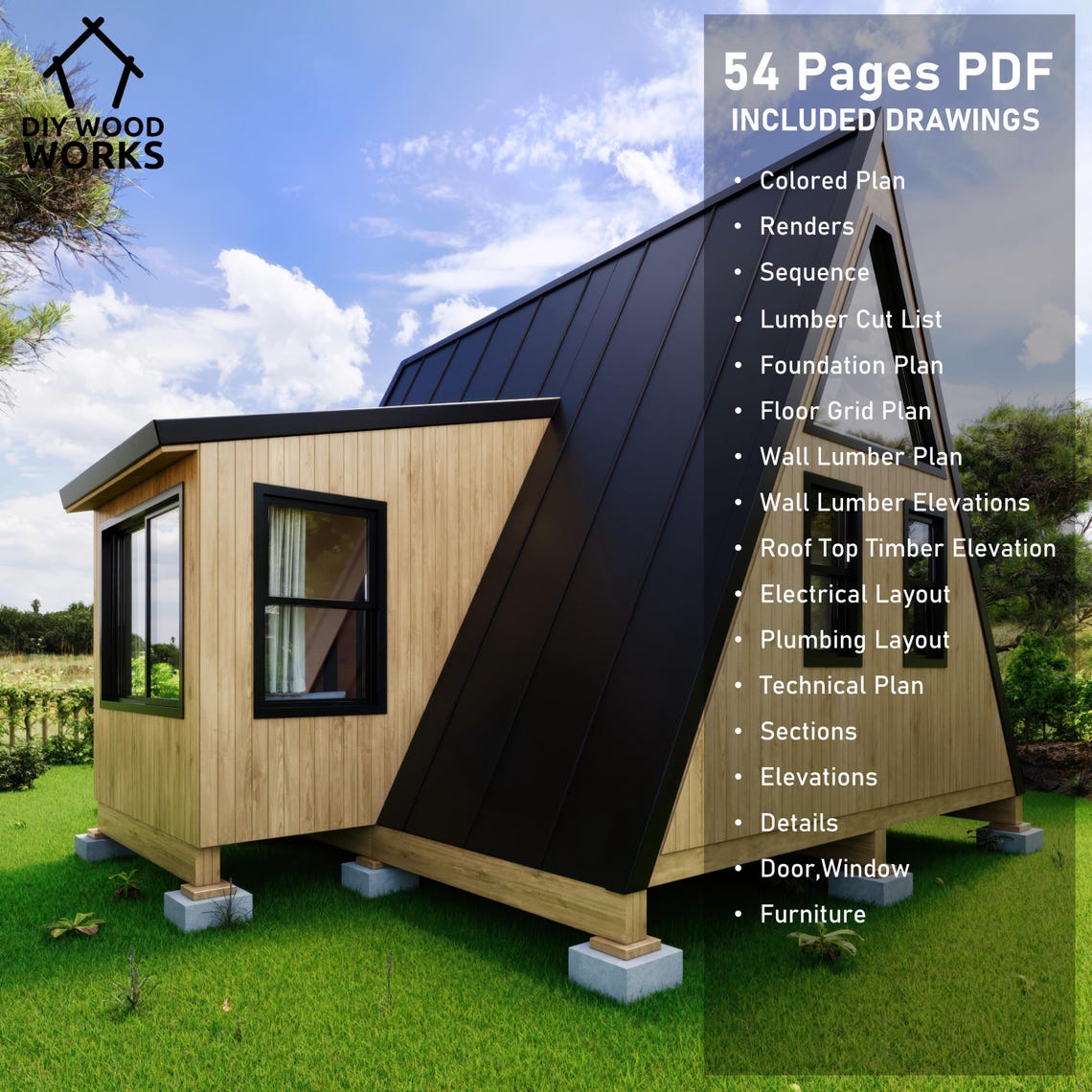 A-frame Cabin Plans With Tinyhouse Floor Plan Build Your Dream Vacation ...