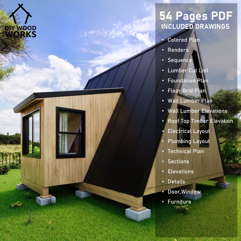 A-frame Cabin Plans With Tinyhouse Floor Plan Build Your Dream Vacation ...