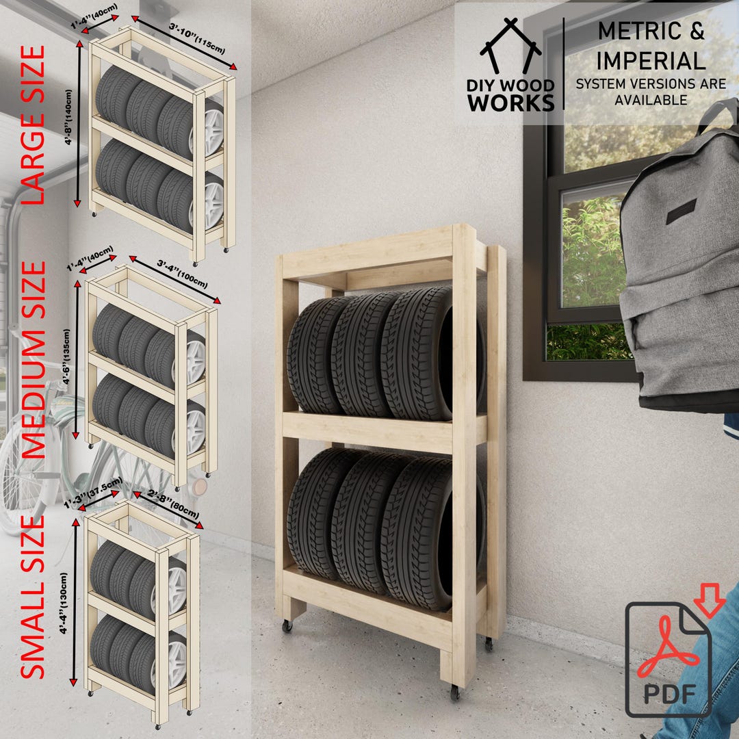 DIY Wooden Tire Organizer Plans: Garage Storage Rack (digital Download ...