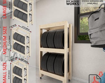 DIY Wooden Tire Organizer Plans: Garage Storage Rack (digital Download ...
