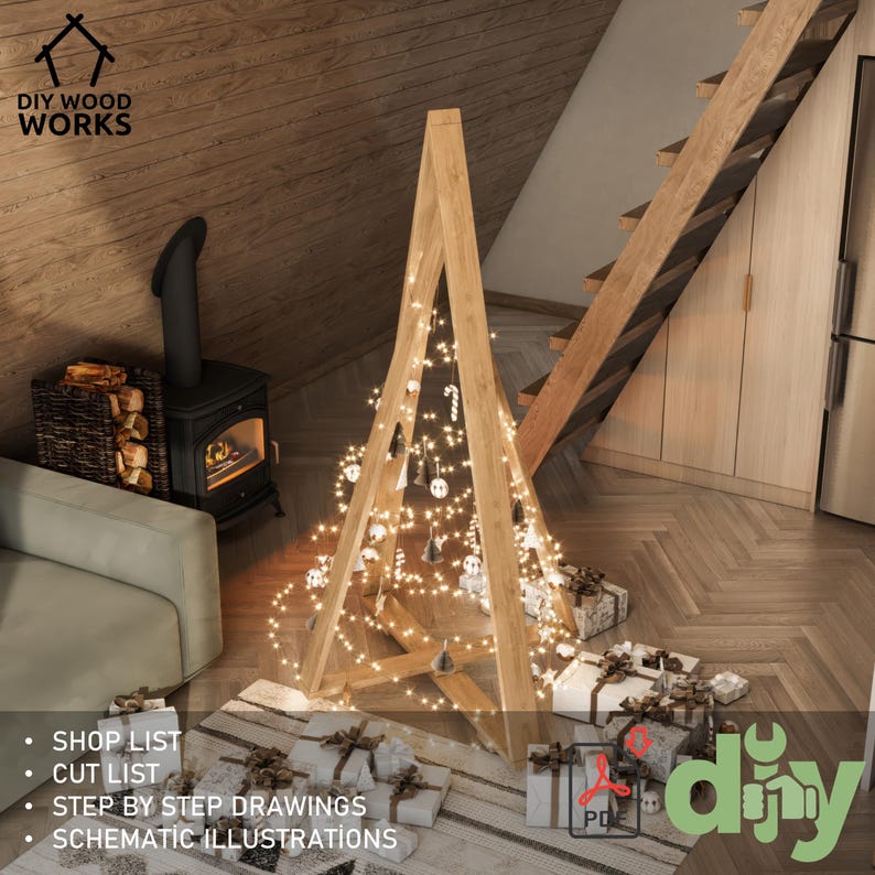 DIY Wooden Christmas Tree Plans | Minimalist A-frame Christmastree ...