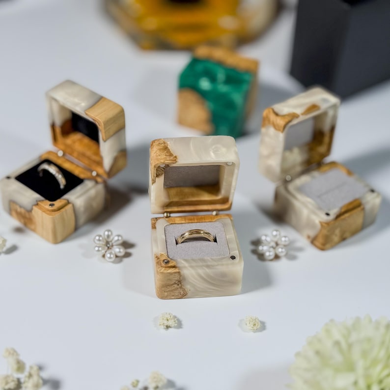 Personalized Wood & Resin Ring Box: Engraved Engagement, Wedding ...