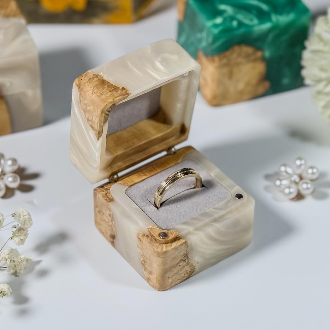 Personalized Wood & Resin Ring Box: Engraved Engagement, Wedding ...