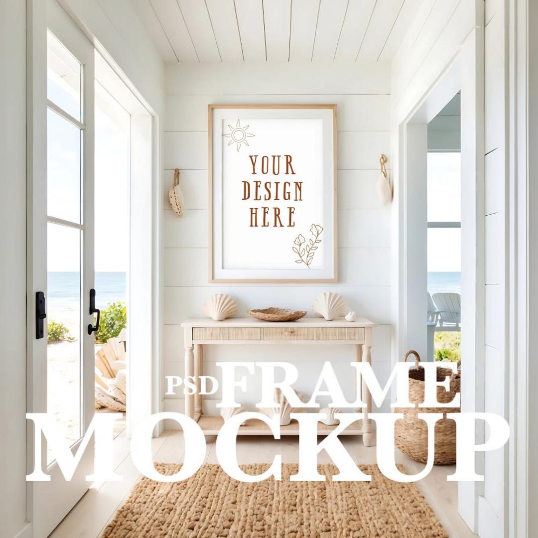 Beach House Entryway Frame Mock up Beach House Mockup Coastal House ...
