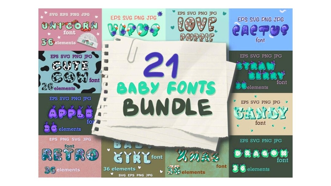 Baby Fonts Bundle, Wedding Font SVG Bundle, Handwritten Fonts - Etsy