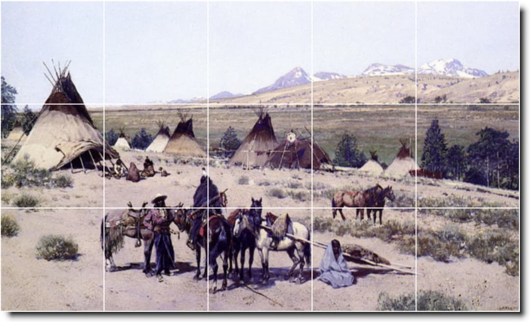 S-M-L-XL Custom Ceramic Native Americans Painting Tile Mural. Among the ...