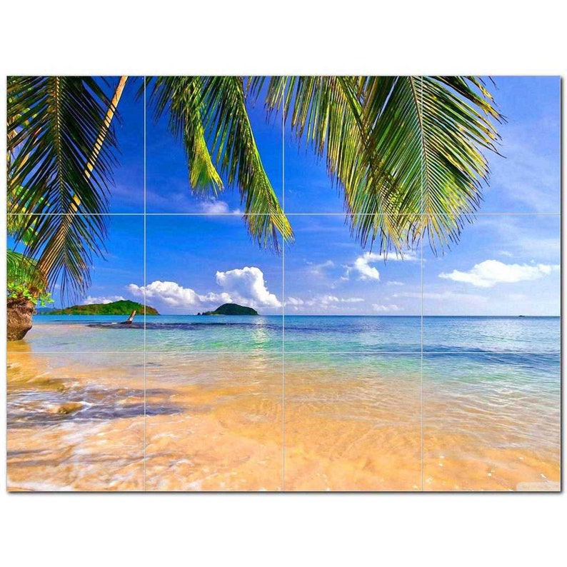 Tropical Beach Photo Ceramic Tile Mural: Kitchen Backsplash, Shower - Etsy