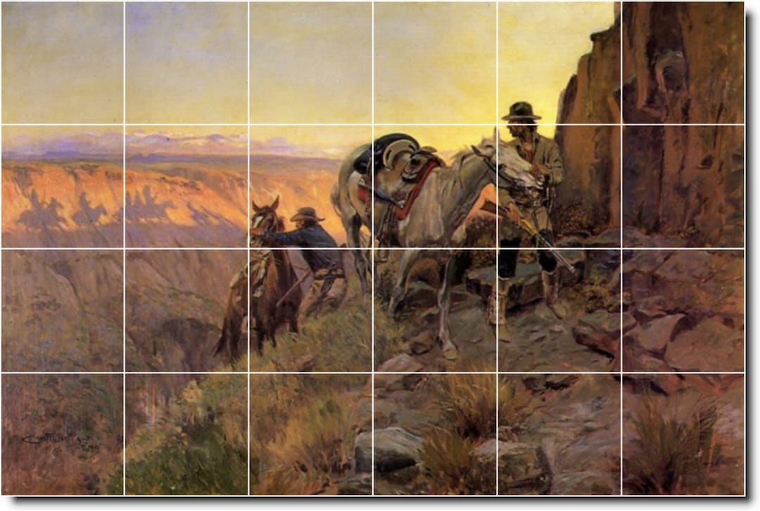 S-M-L-XL Custom Ceramic Western Painting Tile Mural. When Shadows Hint ...