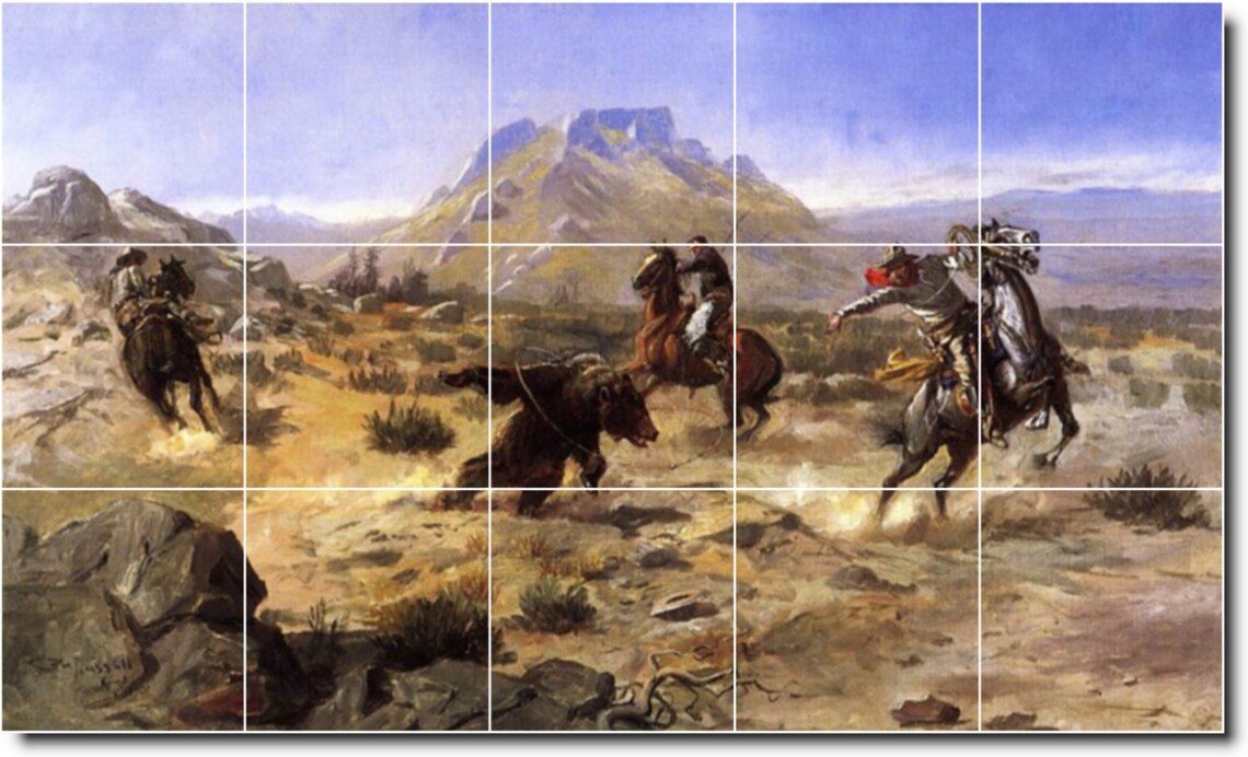 S-M-L-XL Custom Ceramic Western Painting Tile Mural. Capturing the ...