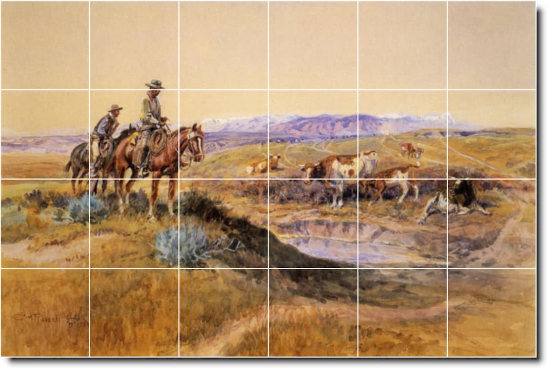 S-M-L-XL Custom Ceramic Western Painting Tile Mural. Worked Over by ...