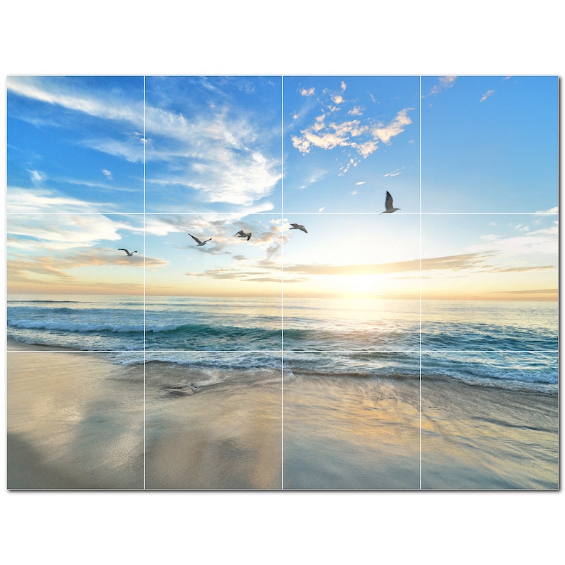 Beach Photo Ceramic Tile Mural: Coastal Kitchen Backsplash - Etsy