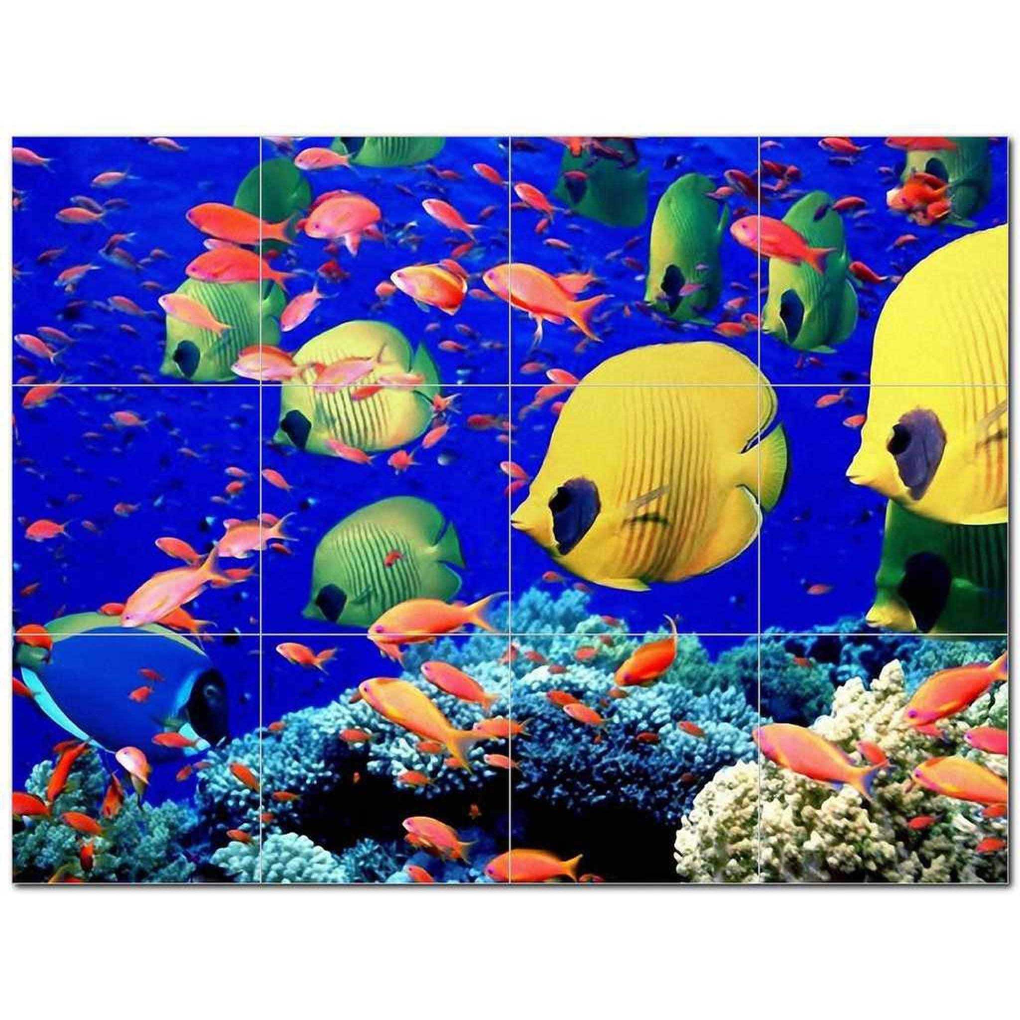 Underwater Coral Reef Ceramic Tile Mural: Kitchen Backsplash or Shower ...