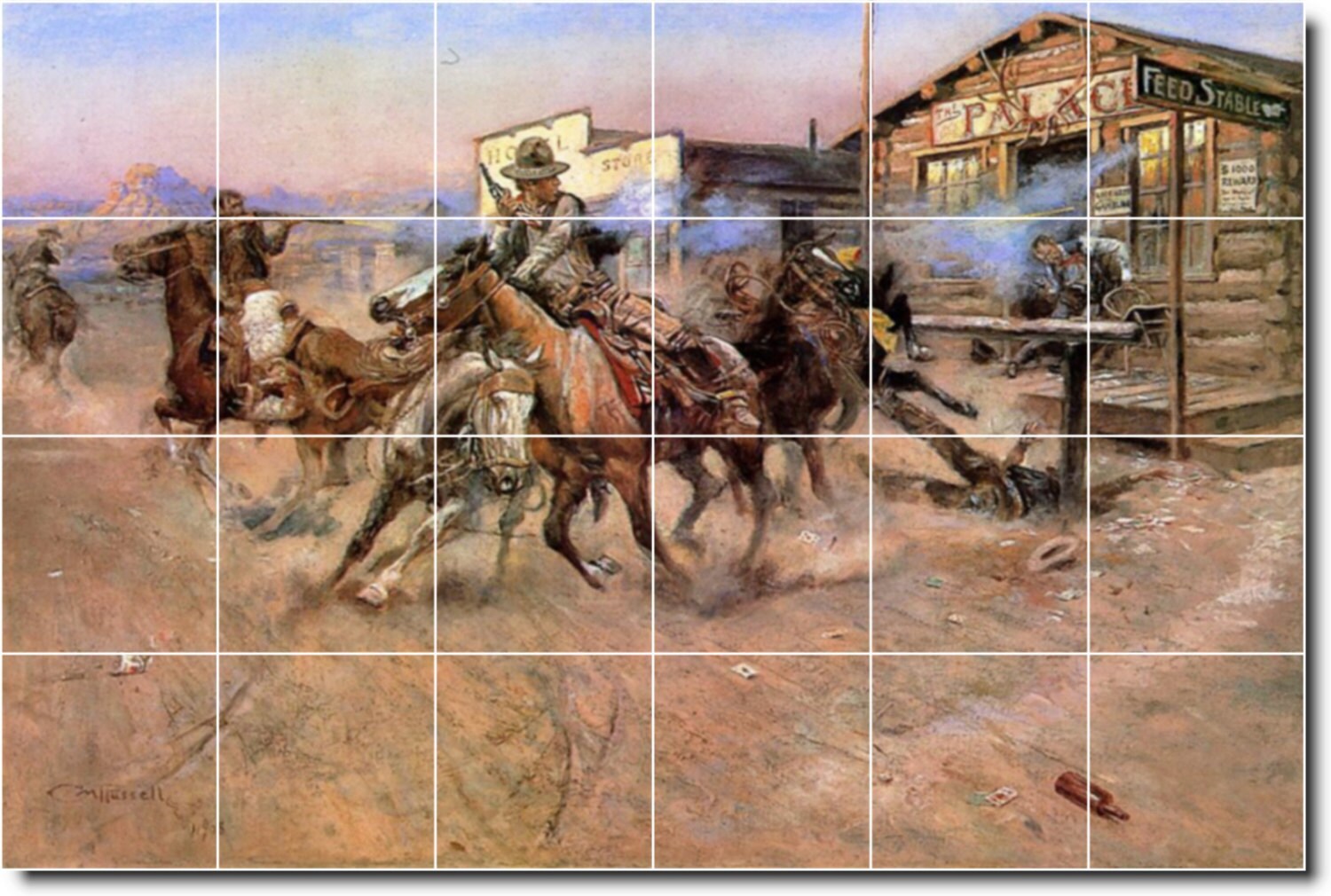 S-M-L-XL Custom Ceramic Western Painting Tile Mural. Smoke of A 45 by ...
