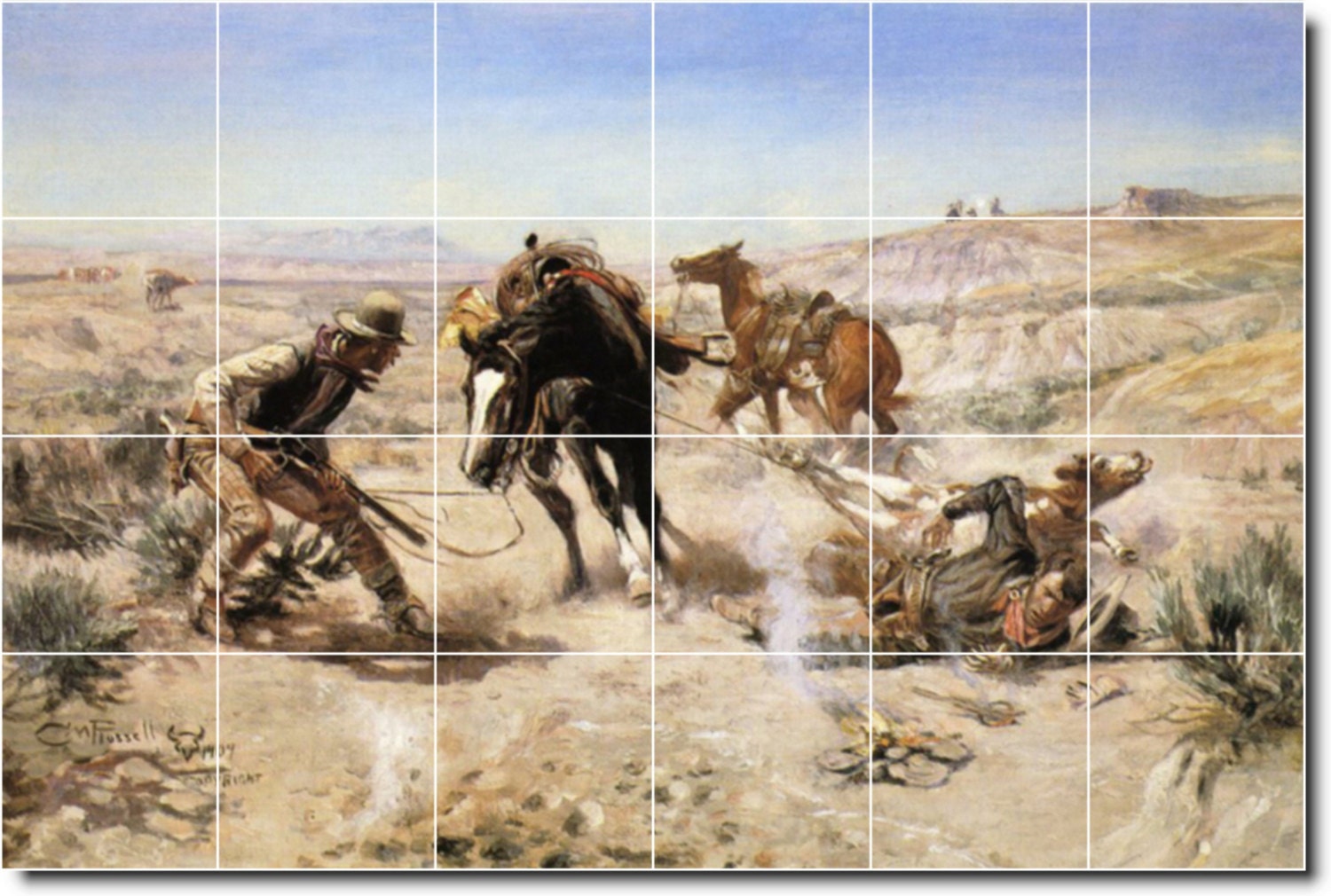 S-M-L-XL Custom Ceramic Western Painting Tile Mural. the Cinch Ring by ...
