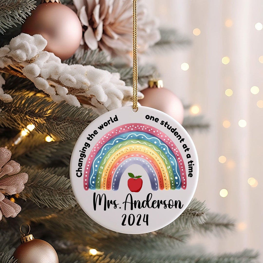 Customized Rainbow Christmas Teacher Ornament, Gift for Teacher ...