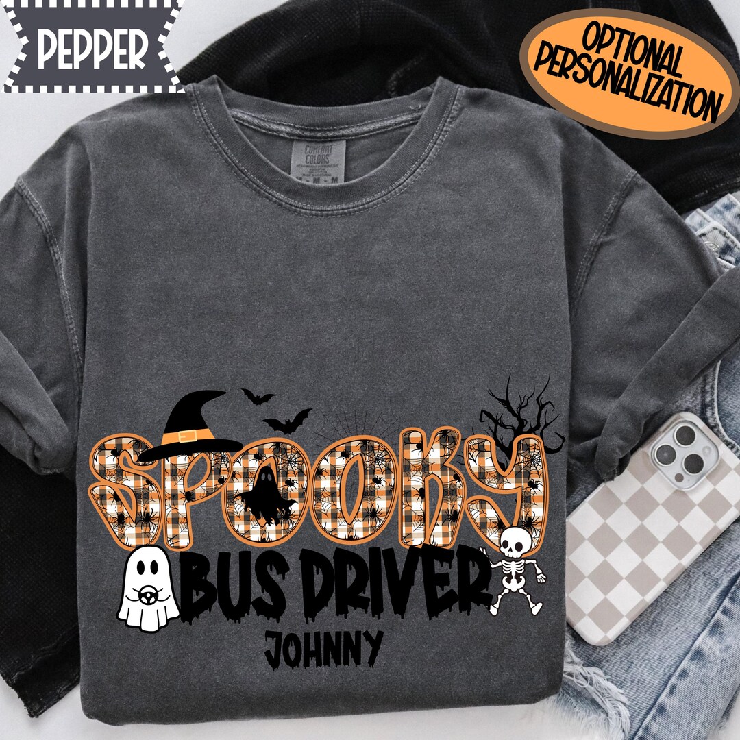 Spooky Bus Driver Halloween Shirt, Cute Halloween Occupation Shirt ...