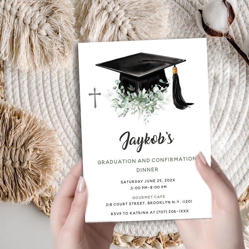 Editable Religious Graduation Card, Graduation and Confirmation Invite ...
