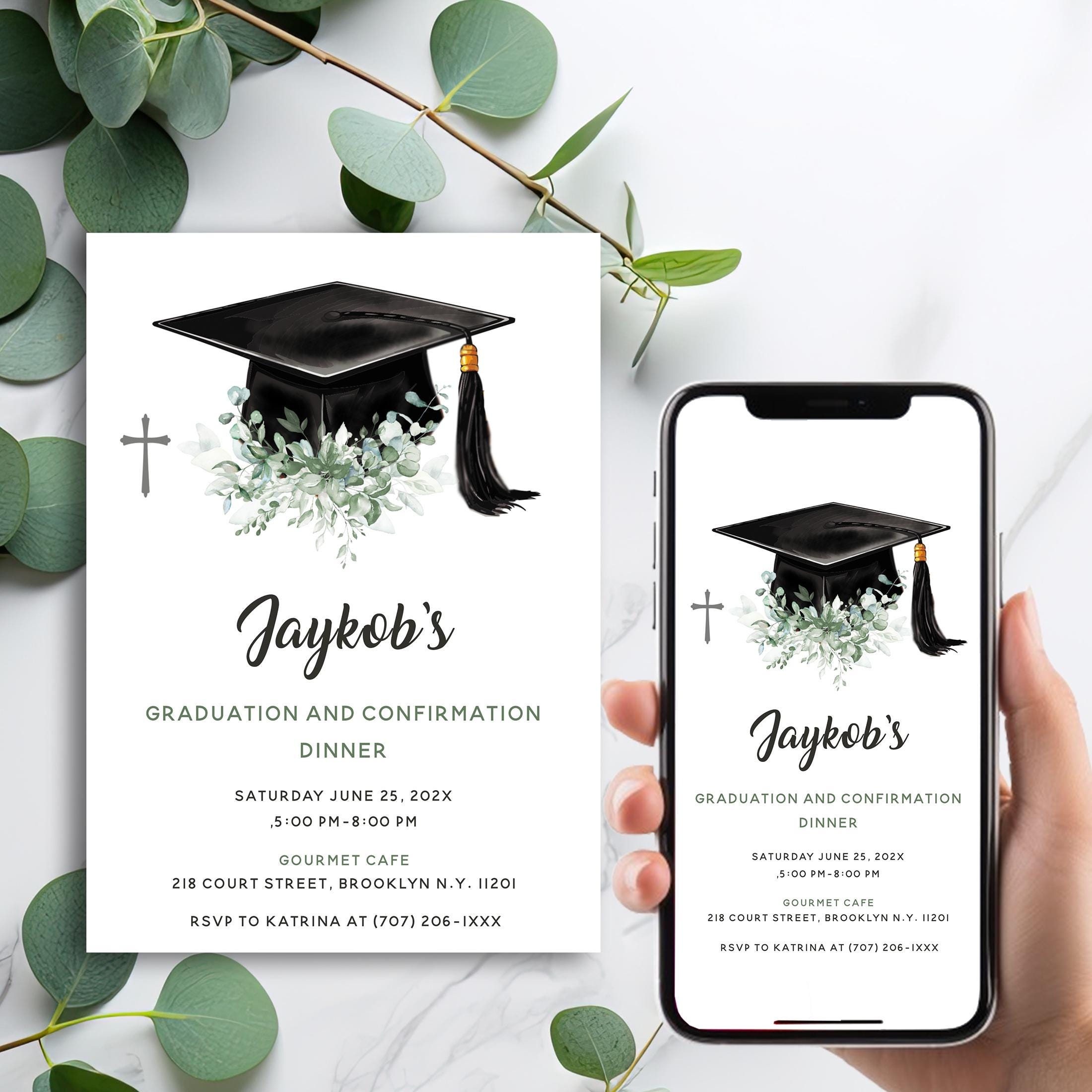 Editable Religious Graduation Card, Graduation and Confirmation Invite ...