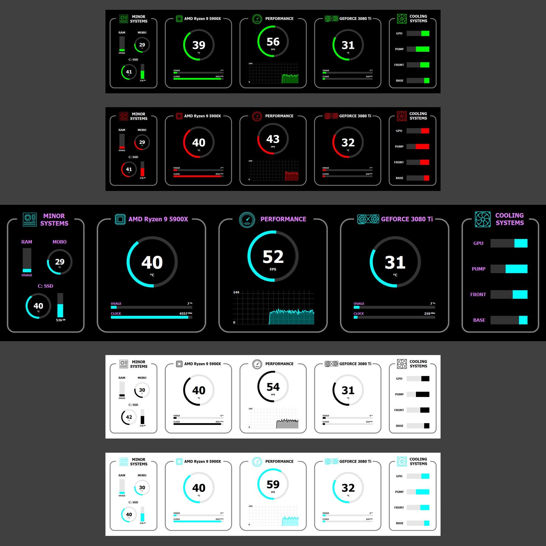 1920x480 Horizontal Aida64 Template Multipack - Etsy
