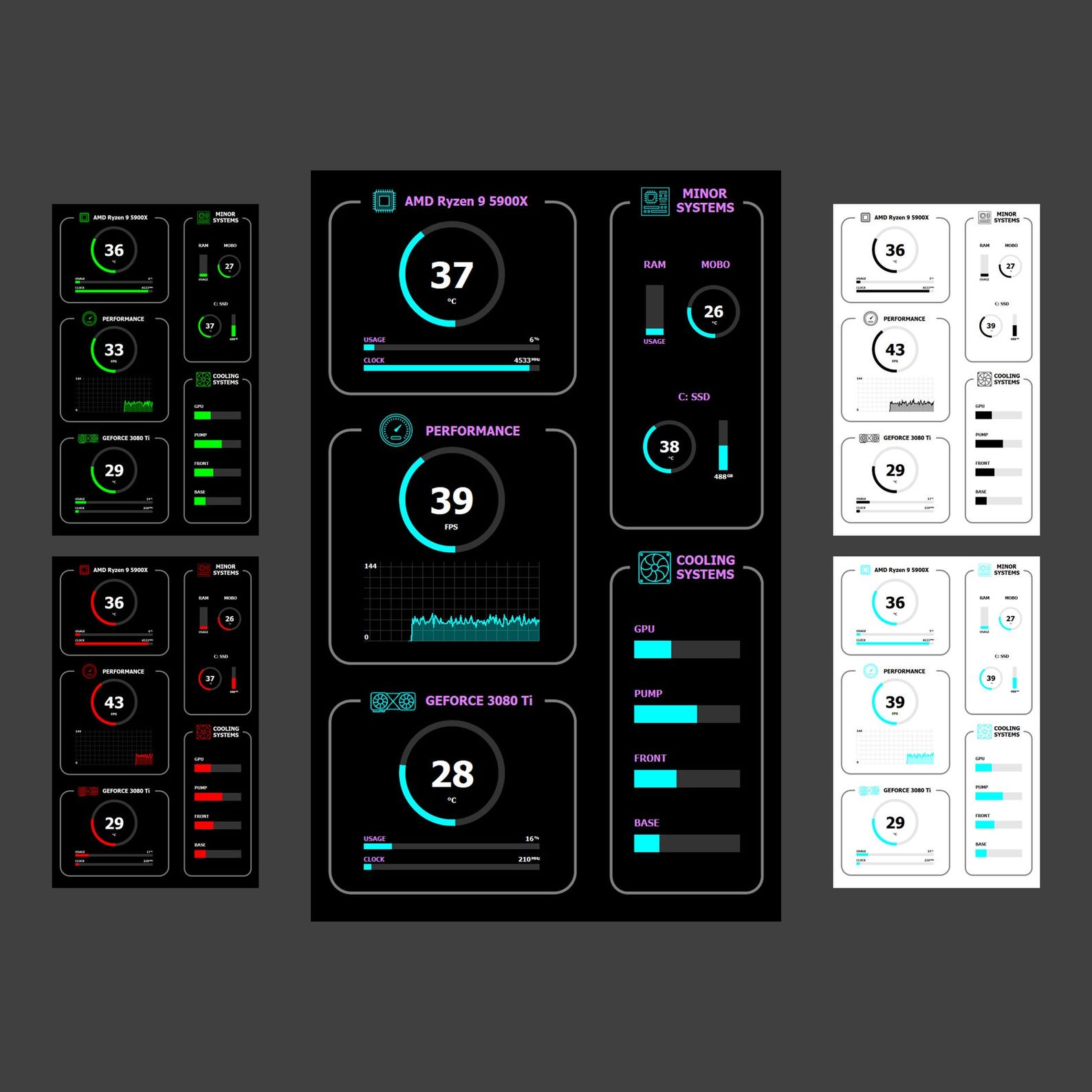 1280x800 Aida64 Template Multipack - Etsy